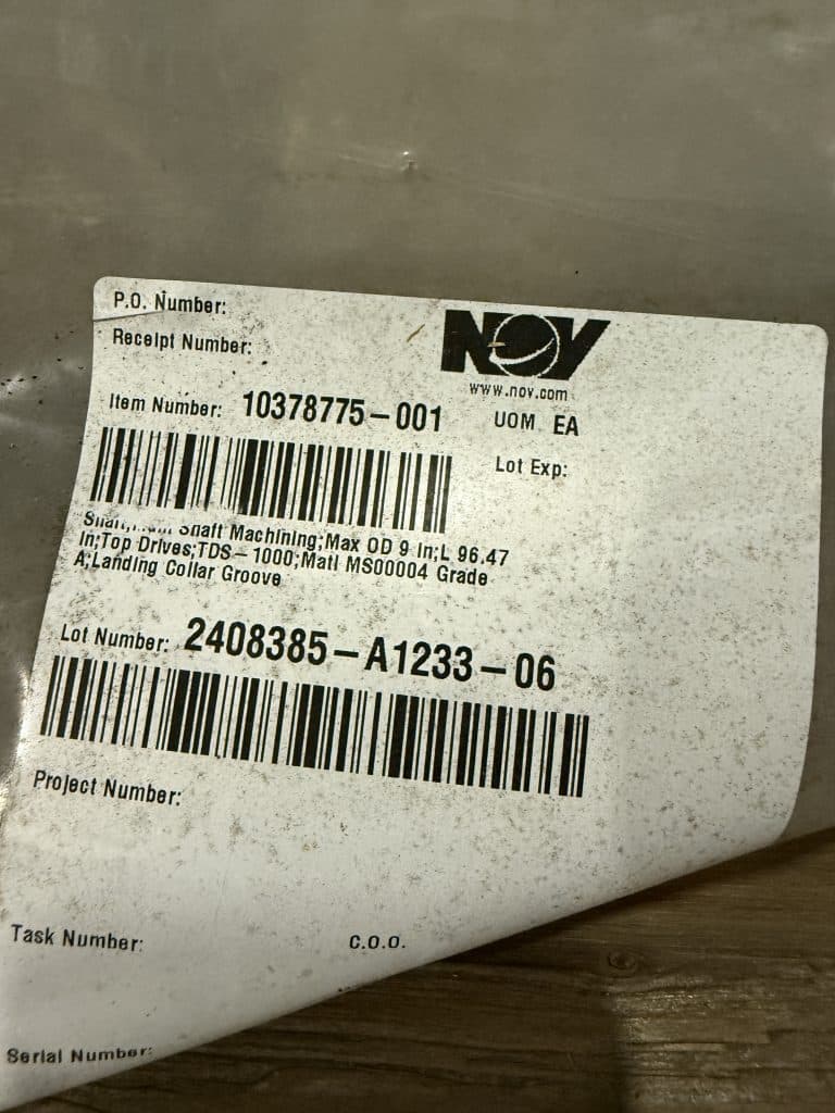 NOV TDS-1000 Top Drive Main Shaft - Oil The Woodlands Group | Equipment